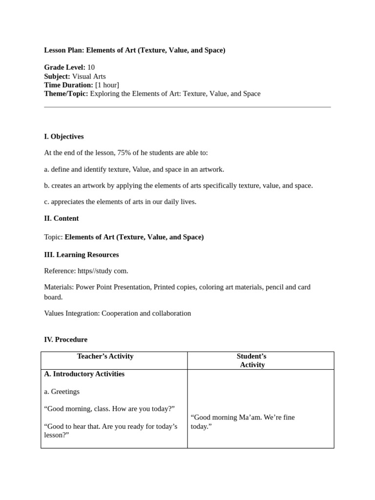 Lesson Plan 2025 | PDF | Drawing | Lesson Plan