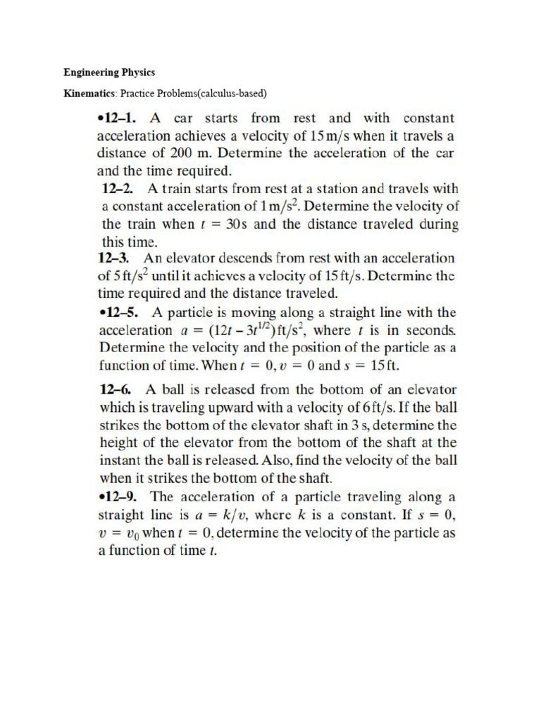 Kinematics Practice Problem | PDF