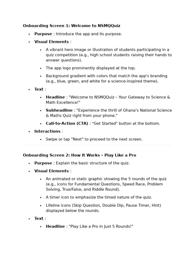 Onboarding Screens NSMQ | PDF
