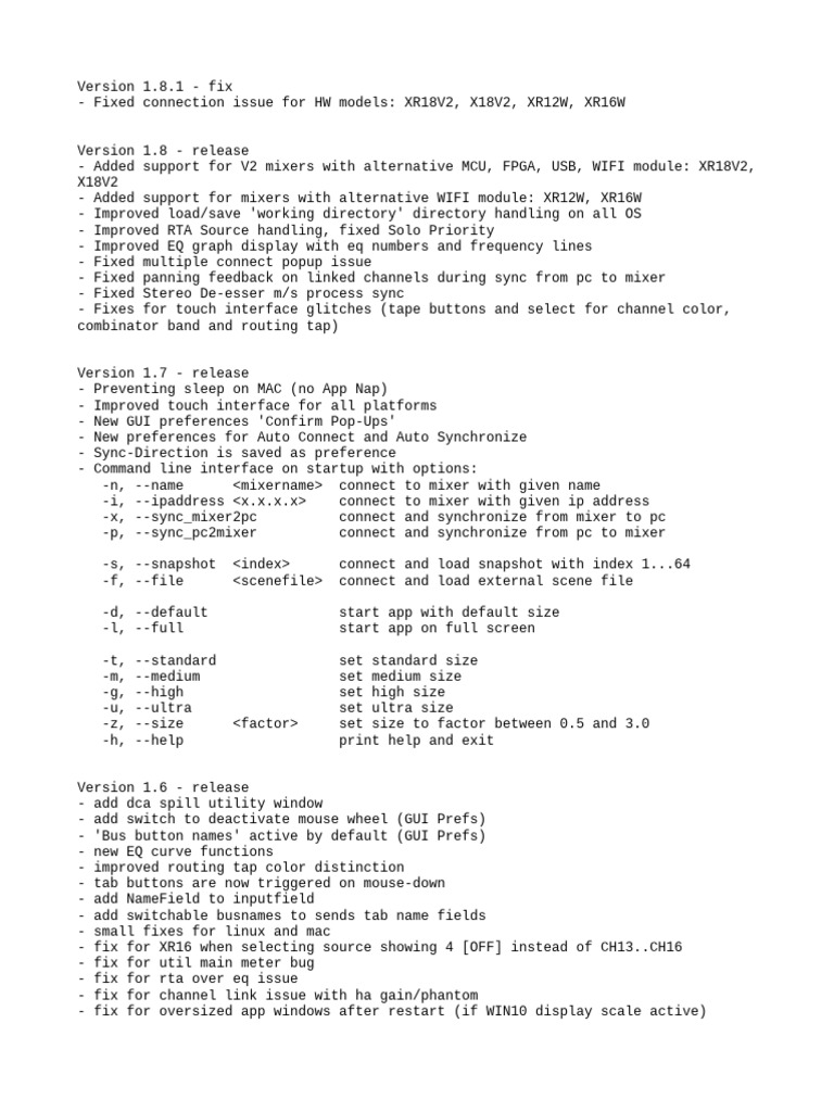 X-AIR-Edit_Release_History | PDF | Graphical User Interfaces | Wi Fi