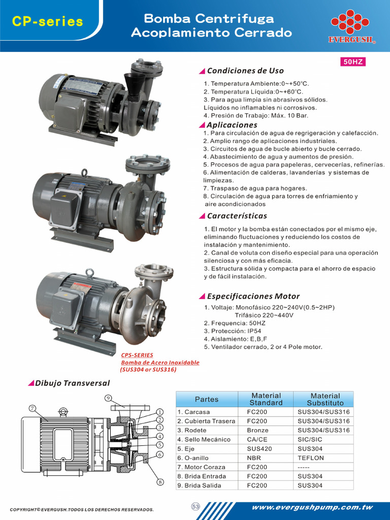 Catalog May Bom Evergush Serie CP | PDF