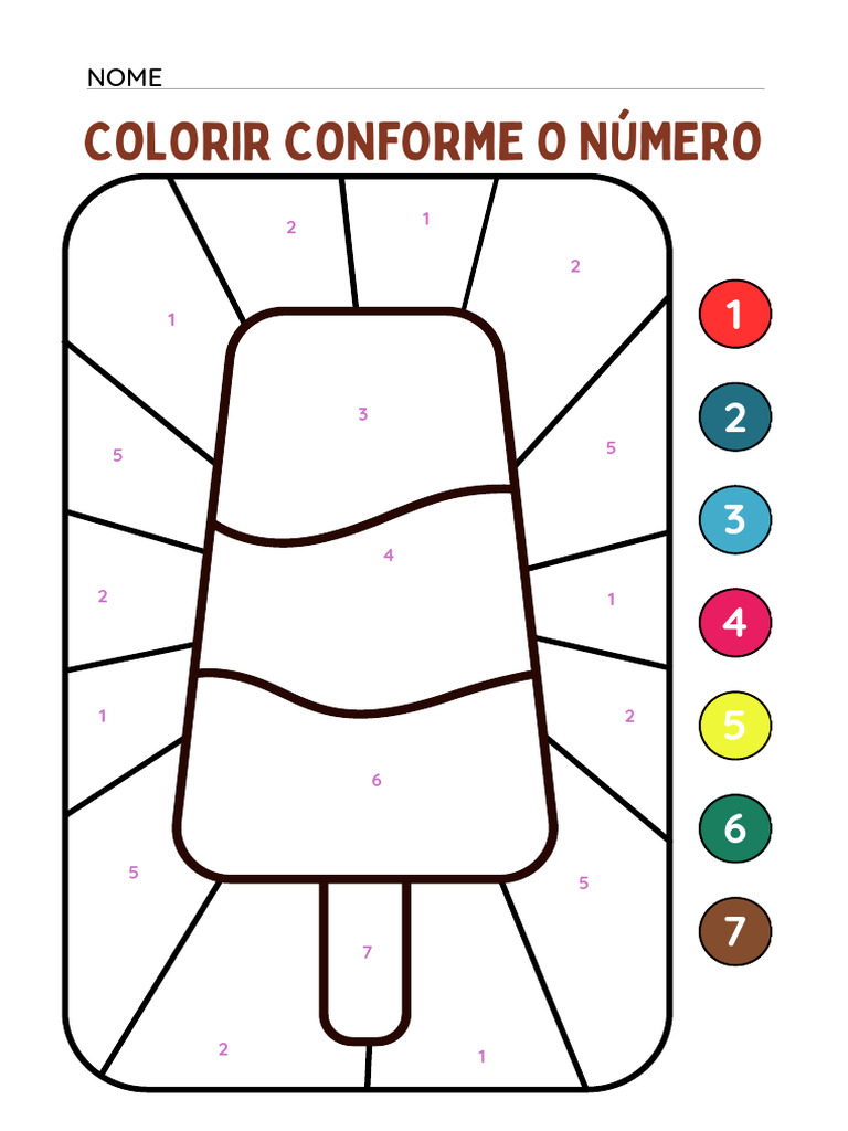 Color by Number Ice Cream Worksheet in Colorful Illustrative Style | PDF