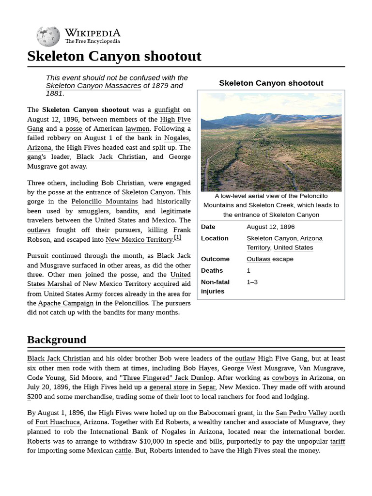 Skeleton Canyon Shootout | PDF | American Frontier