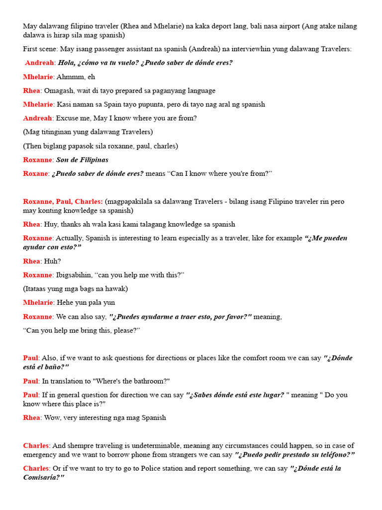 FOLA SPANISH SKIT | PDF | Linguistics