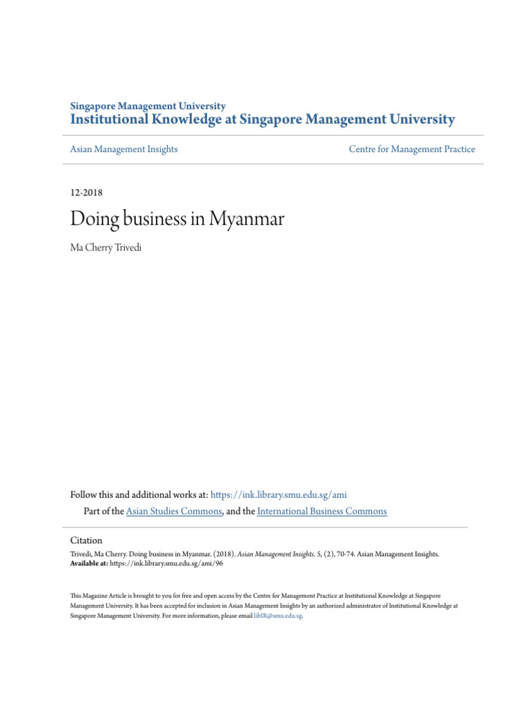 Doing business in Myanmar | PDF | Taxes | Governance