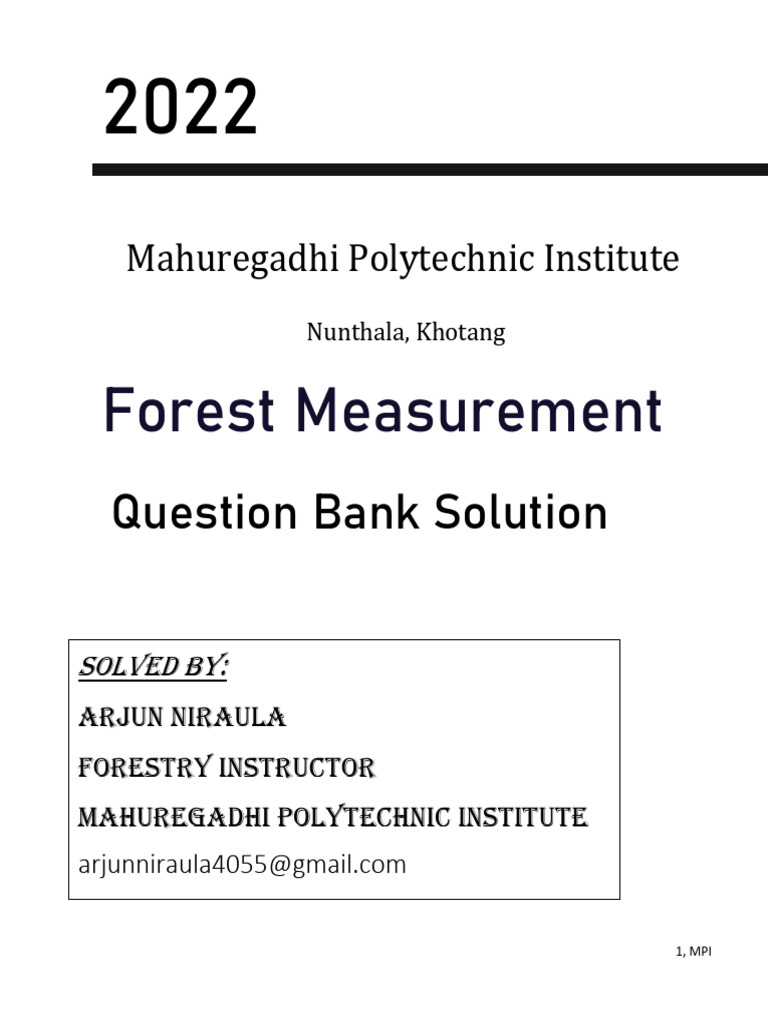 Forest Measurement Question Bank Solutions | PDF | Sampling (Statistics ...