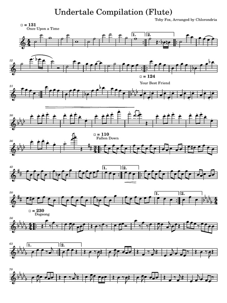 Undertale Flute Compilation Sheet | PDF