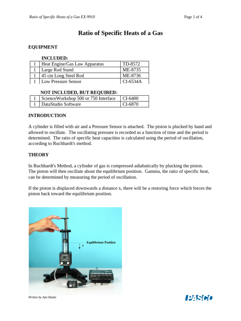 Ratio of Specific Heats | PDF | Gases | Piston