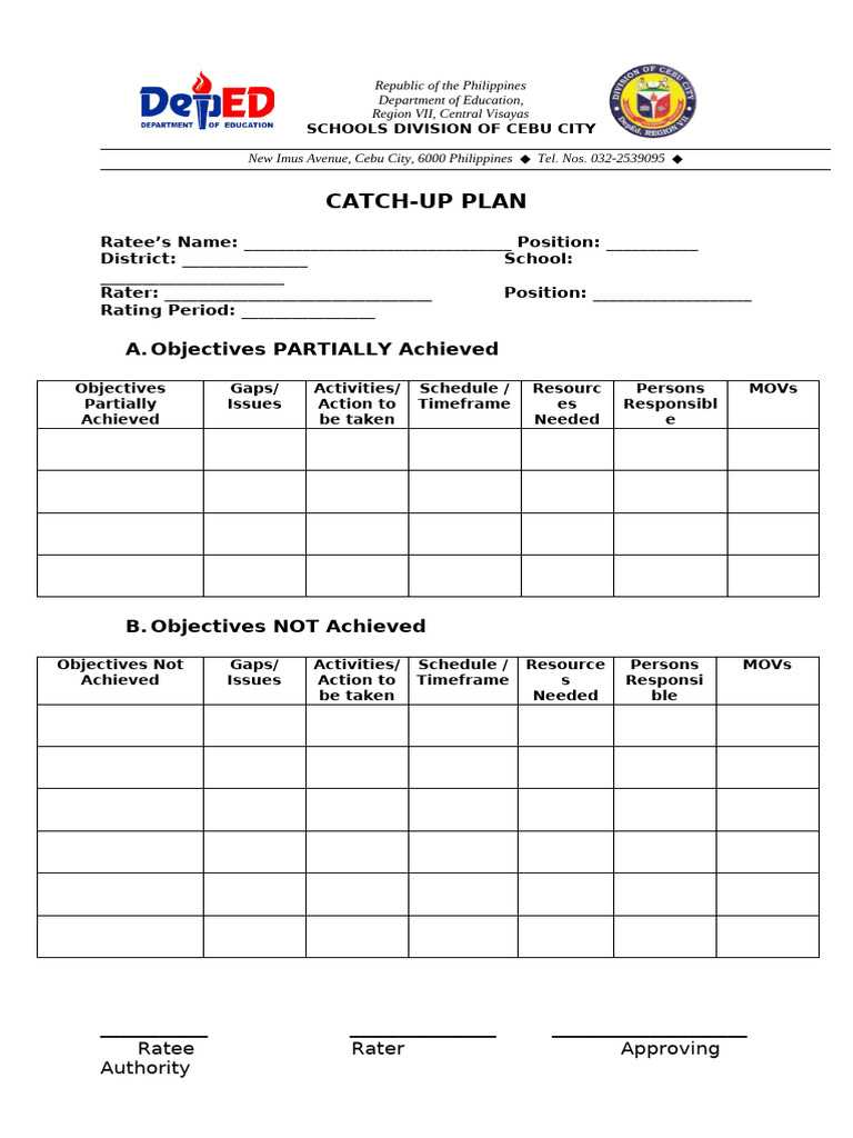 CATCH-UP-PLAN-TEMPLATE | PDF