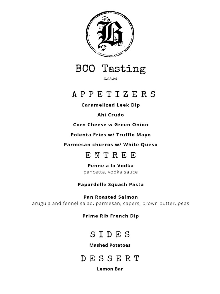 Four Course Menu Template | PDF