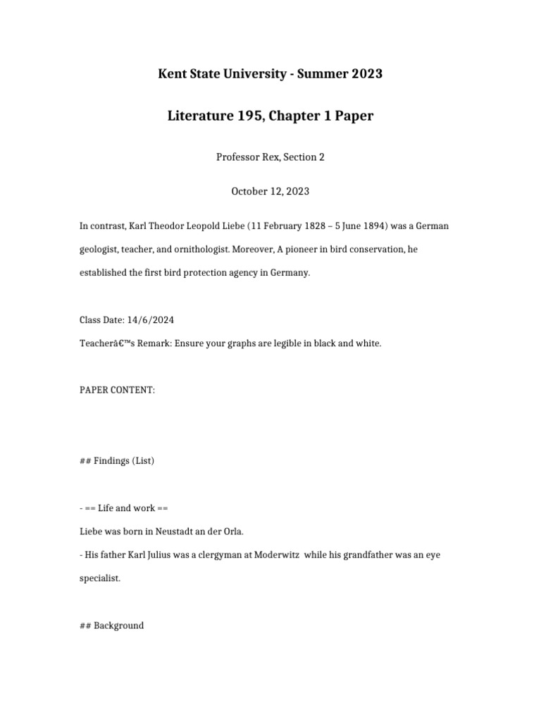 Literature 195 Chapter 1 Paper | PDF | Science