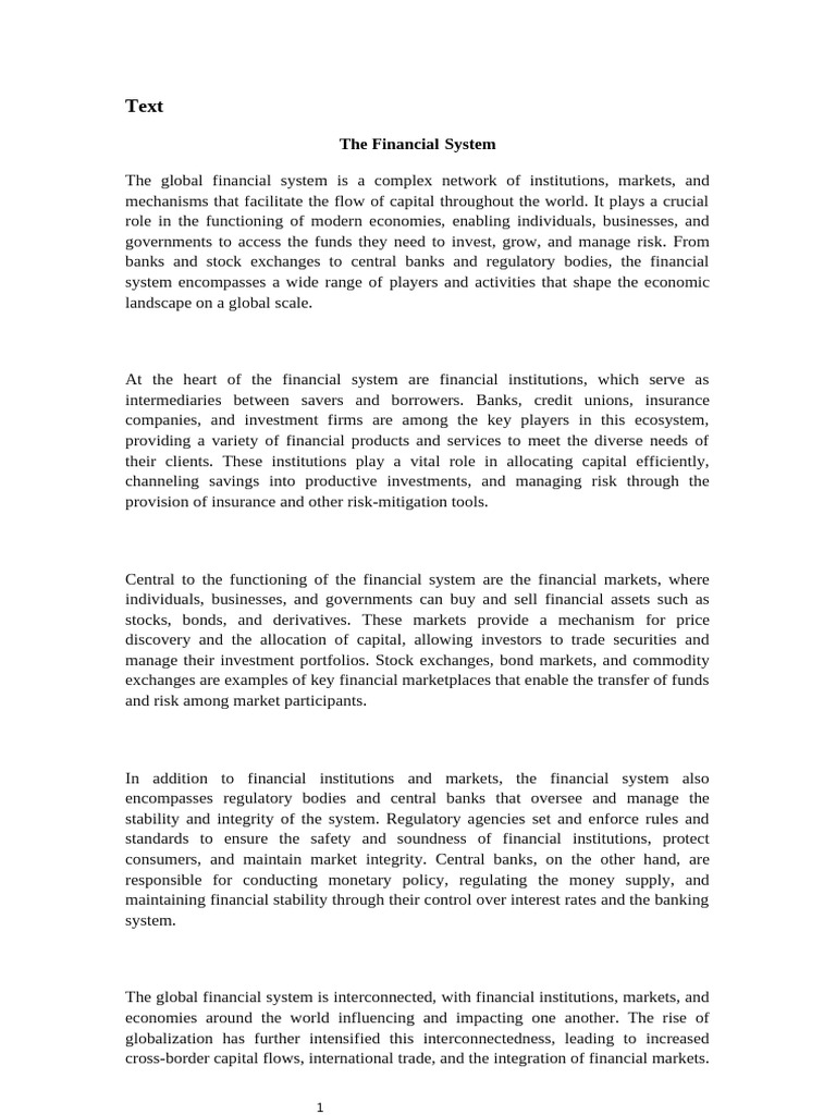 Understanding the Global Financial System | PDF | Global Financial ...