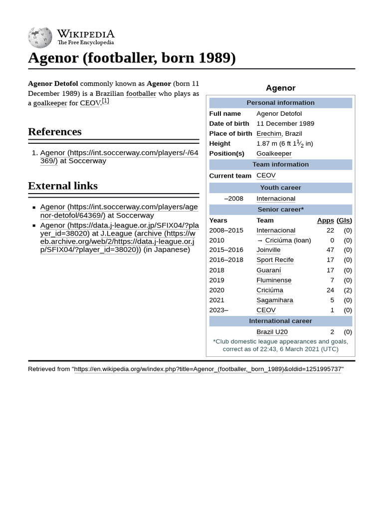 Agenor (Footballer, Born 1989) | PDF | Association Football Teams ...