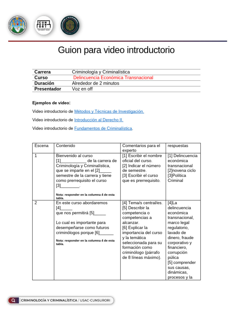 Guion para Video Introductorio - DET - Aprobado | PDF