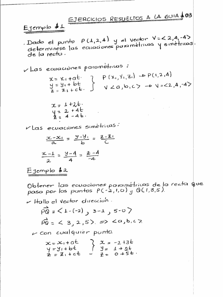 Ejercicios de Clase Rectas en El Espacio | PDF