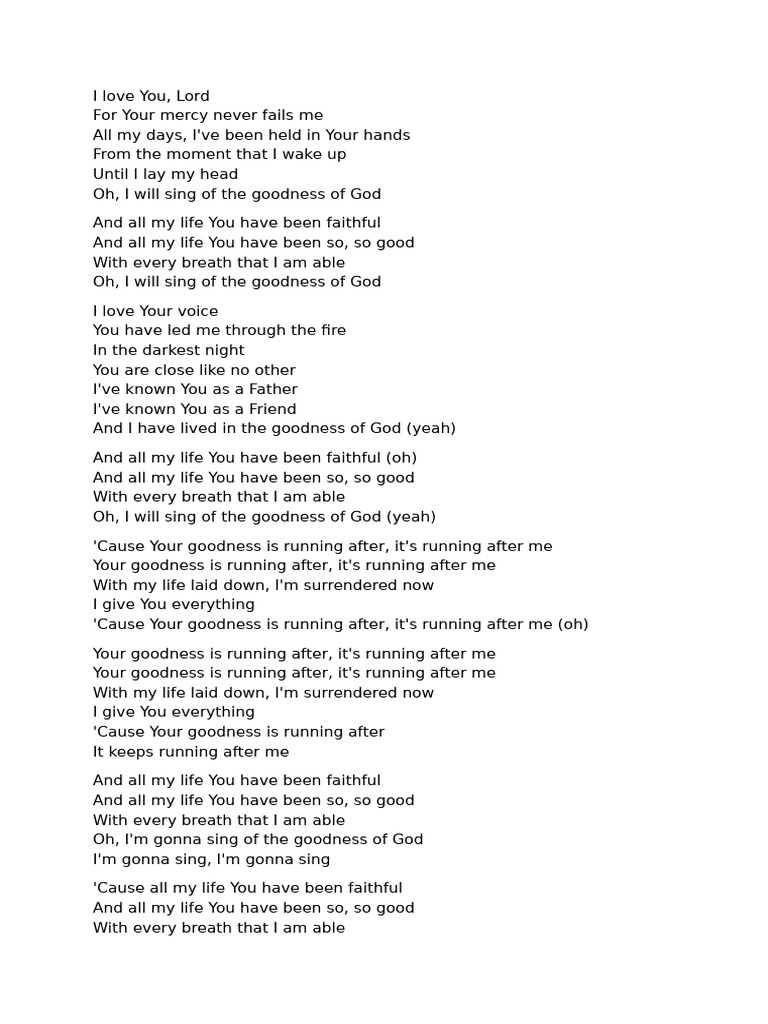 Goodness of God Lyrics | PDF