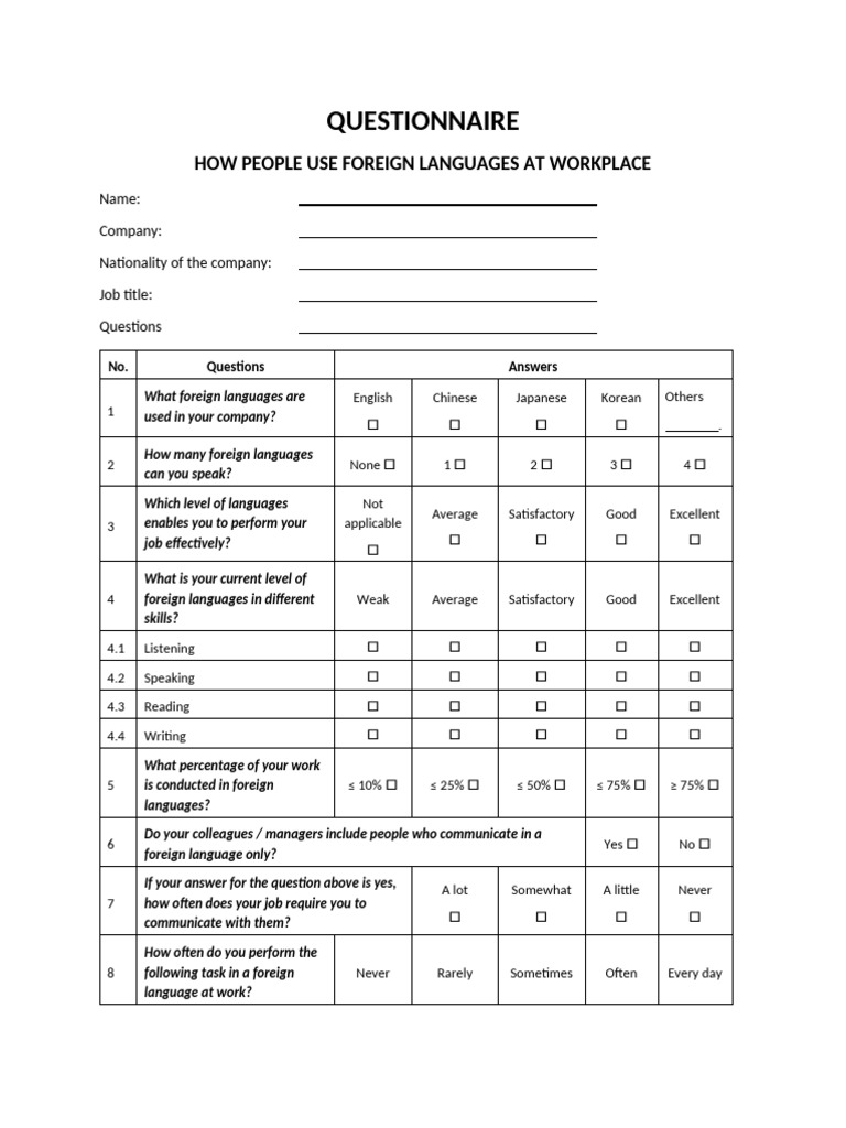 How People Use Foreign Languaes at Workplace | PDF | Communication ...