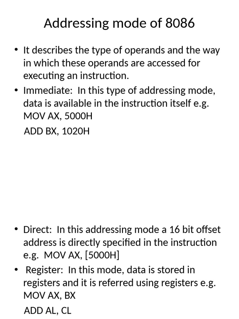 Instructions Set 8086 | PDF | Office Equipment | Central Processing Unit