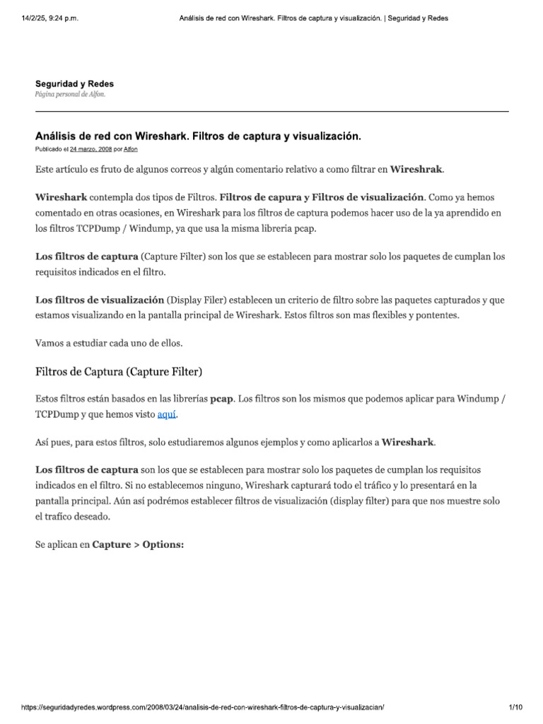 Wireshark Manual | PDF