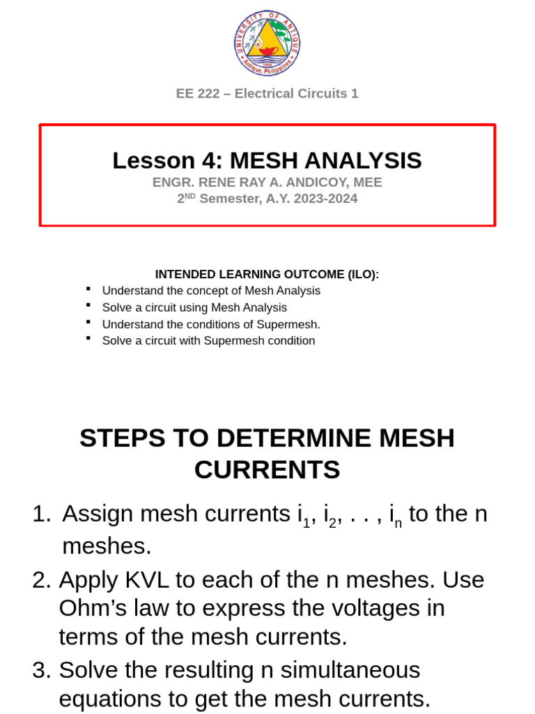 4.-Mesh-Analysis | PDF | Electrical Engineering | Electricity