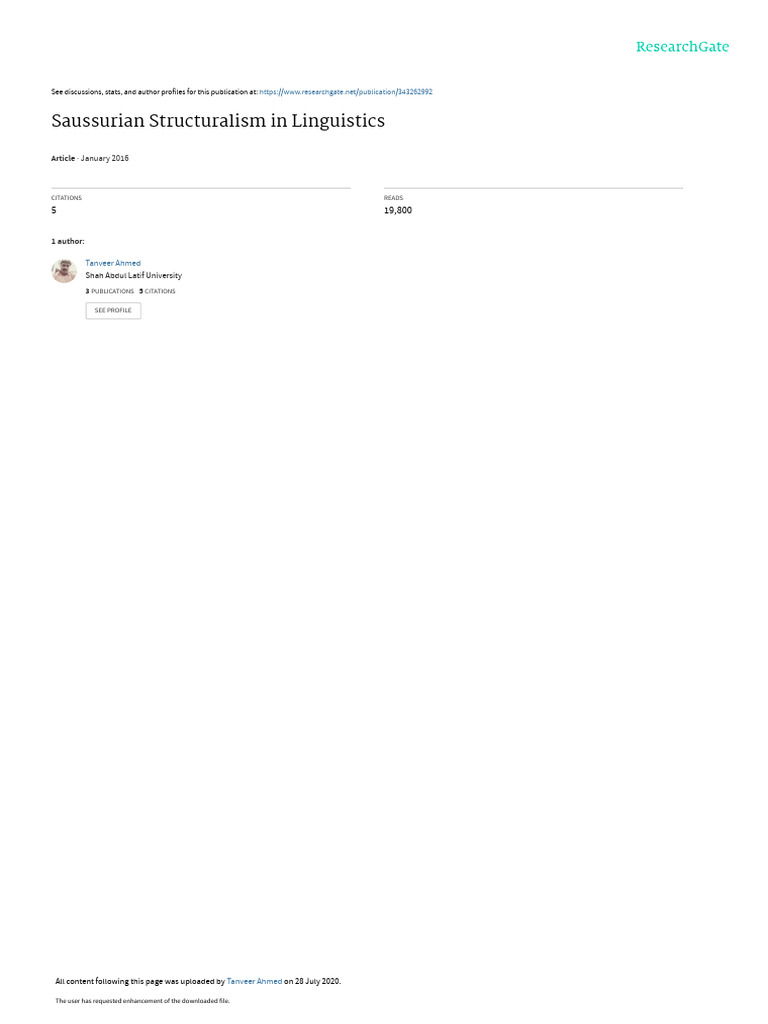 Lec3a Saussurian Structuralism in Linguistics | PDF | Linguistics ...