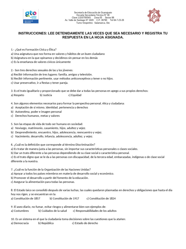 Examen DX 3° | PDF | Toma de decisiones | Democracia