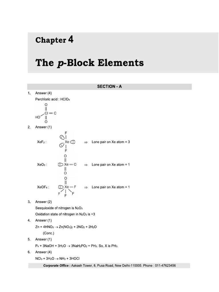 Momentum Booster Solutions of Chapter-4 p Block Elements | PDF