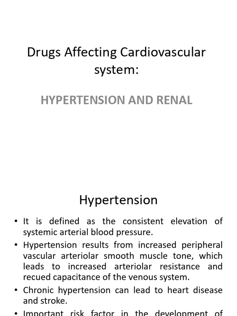 Drugs Affecting Cardiovascular System HYPERTENSION | PDF | Hypertension ...