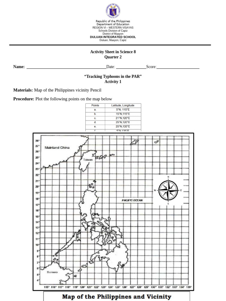 Tracking Typhoons: Science 8 Activity | PDF