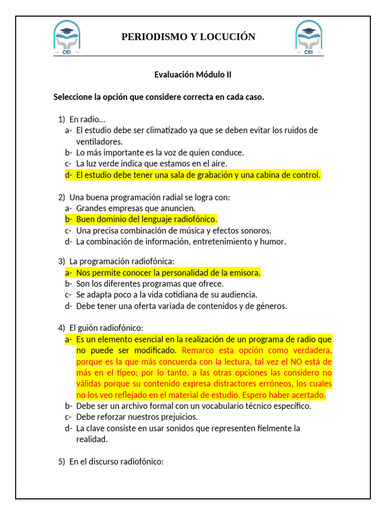 Examen Modulo 2 Periodismo | PDF | Radiodifusión | Comunicación humana