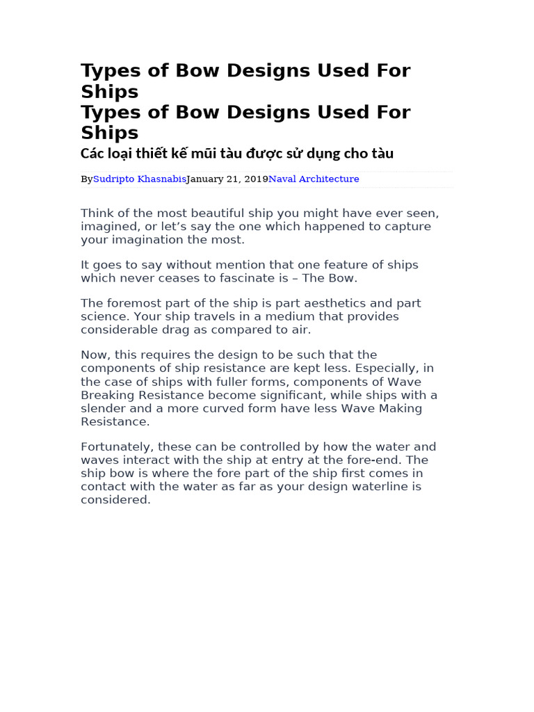 Overview of Ship Bow Designs | PDF | Hull (Watercraft) | Ships