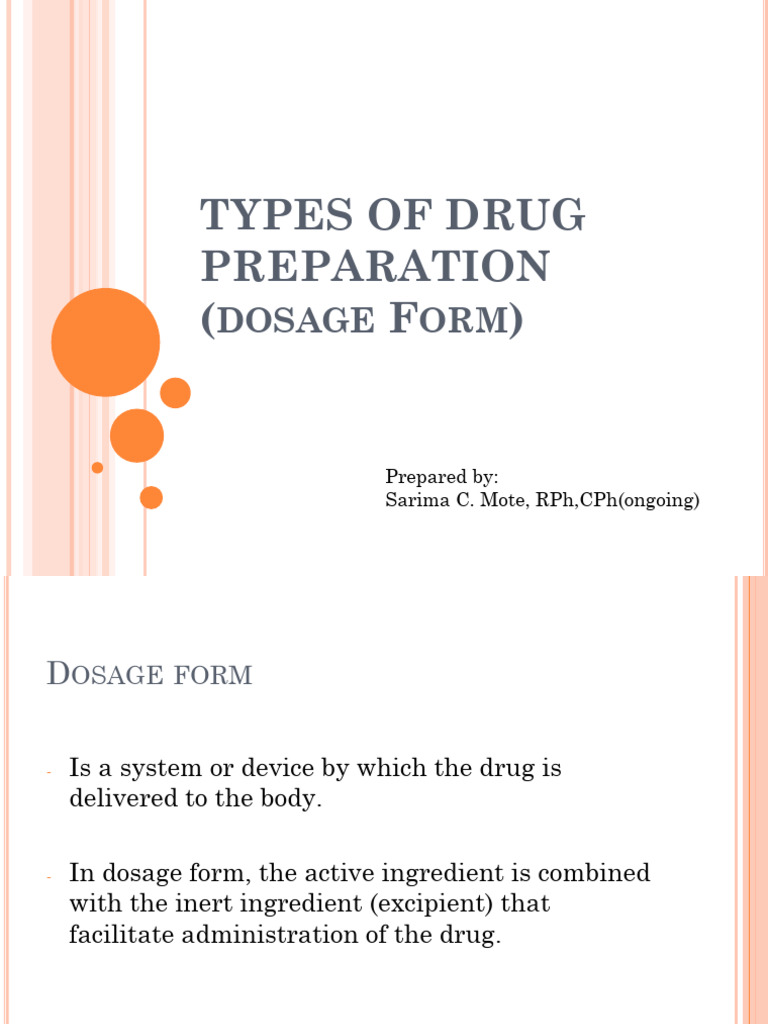 Types of Drug Preparations Explained | PDF | Tablet (Pharmacy ...