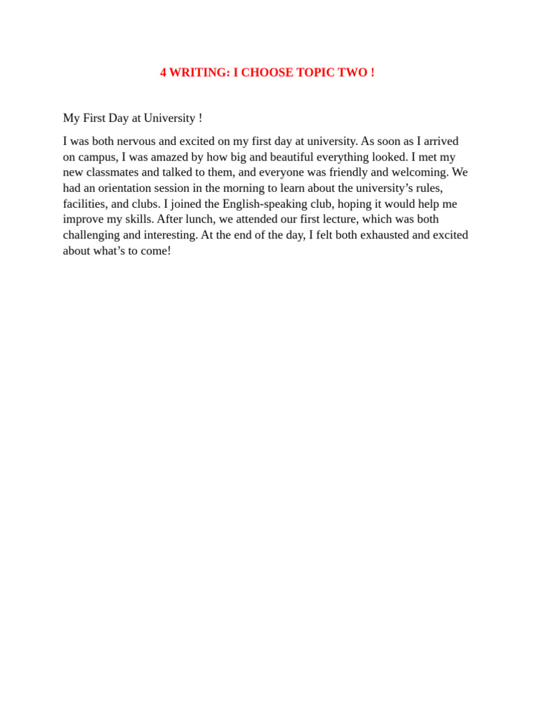 My First Day at University Experience | PDF