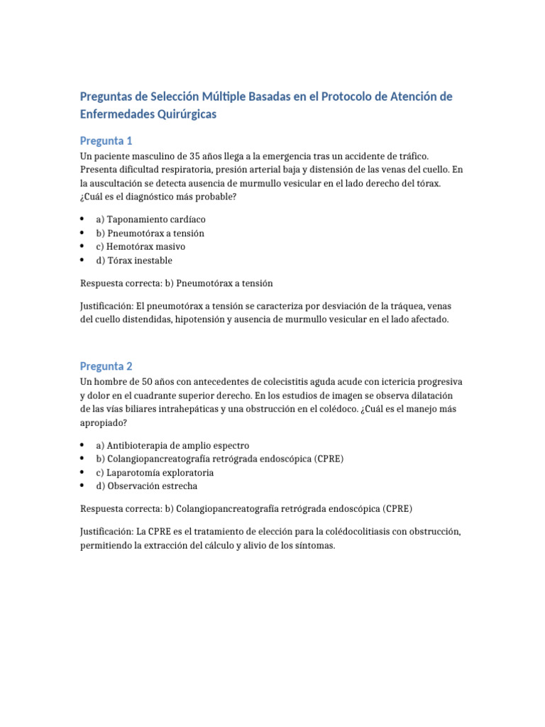 Preguntas Protocolo Atencion Quirurgica | PDF