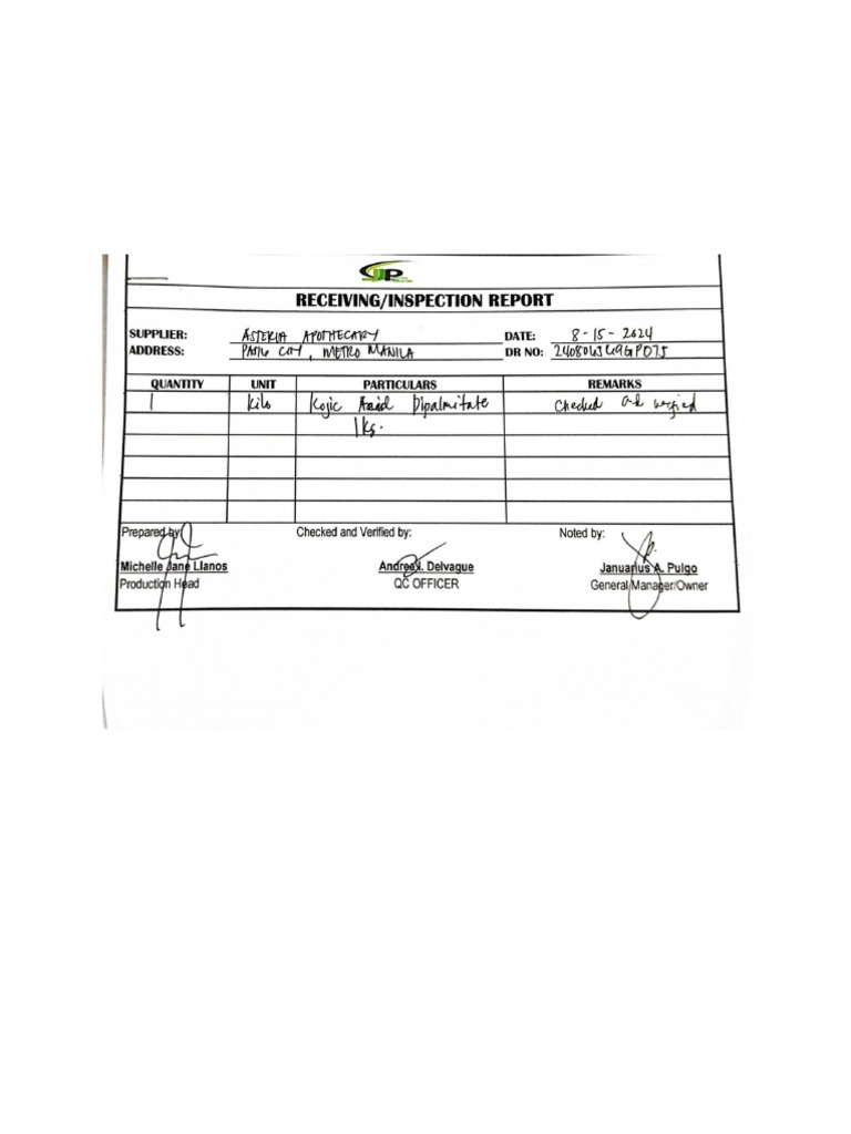 Receiving Report | PDF