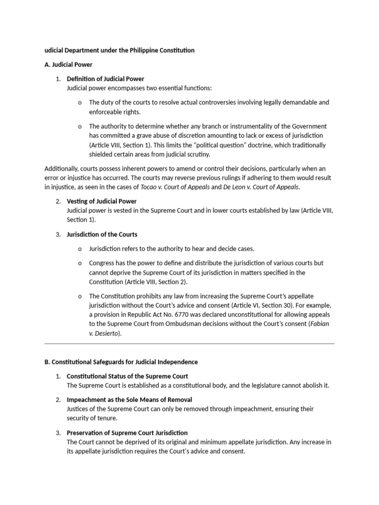 Philippine Judicial Power Explained | PDF | Standing (Law) | Supreme ...