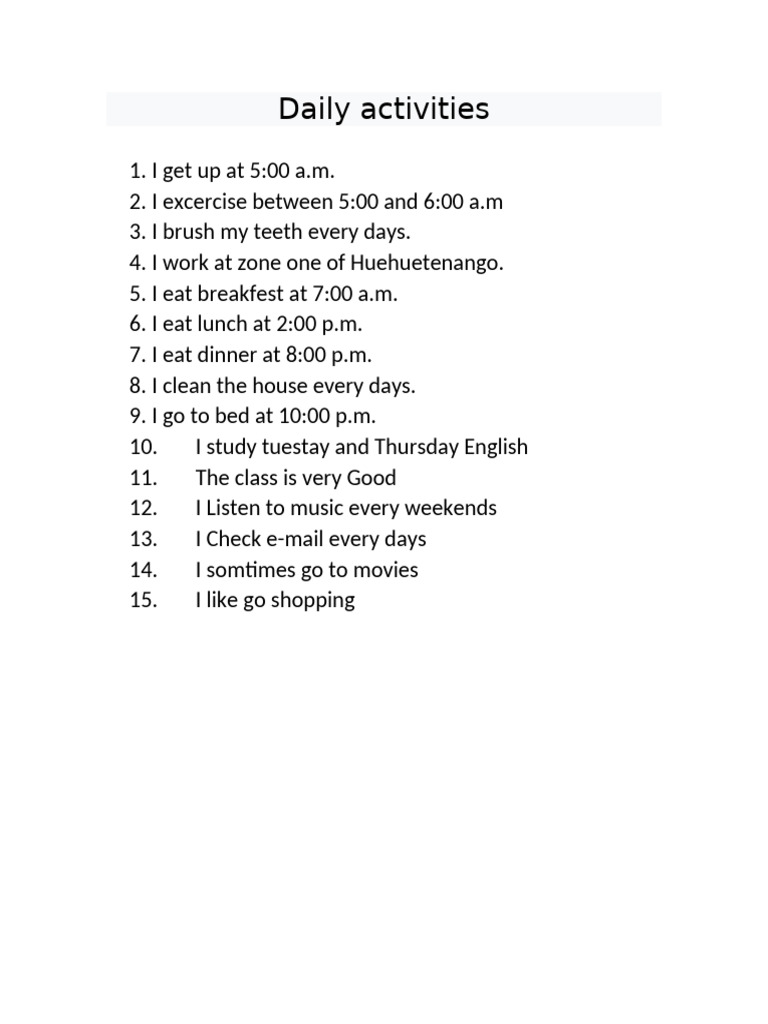 Daily Activities | PDF