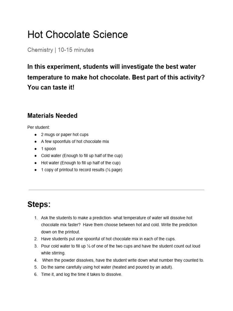 Hot Chocolate Science | PDF