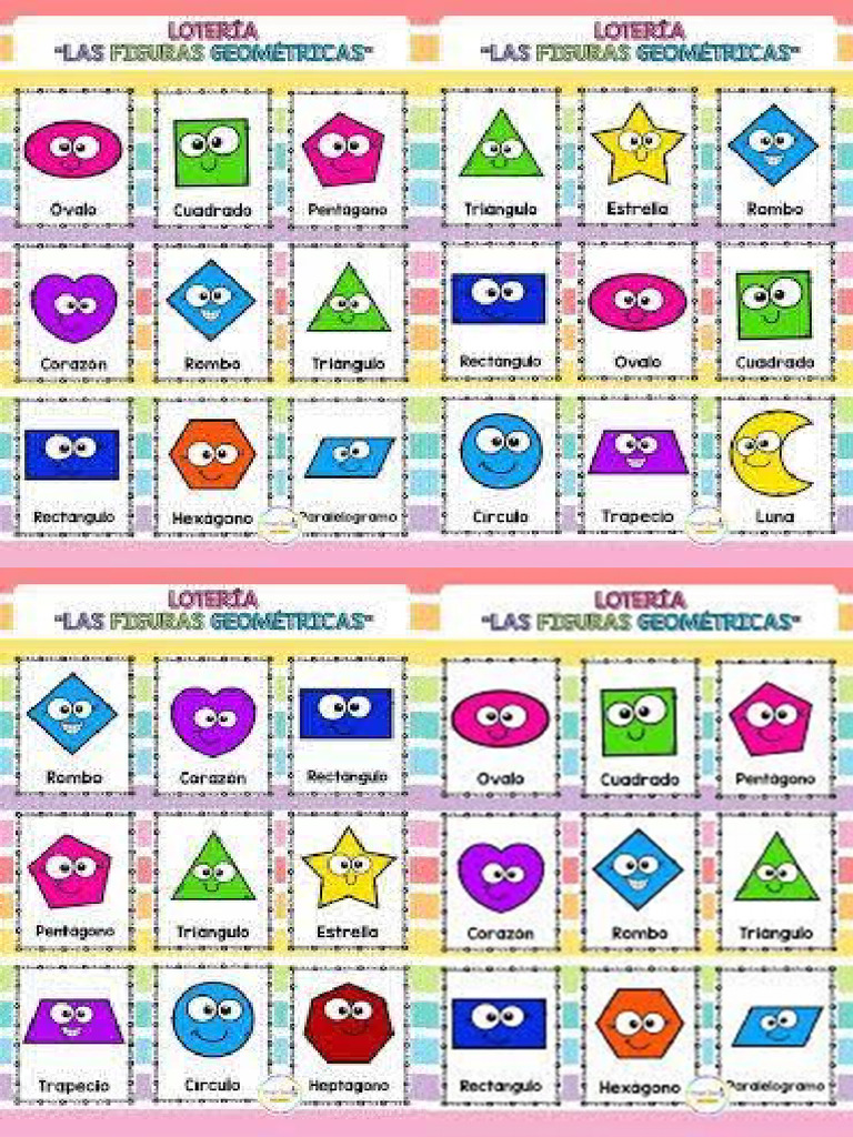 Loteria de Figuras Geometricas Con Sus Nombres. | PDF