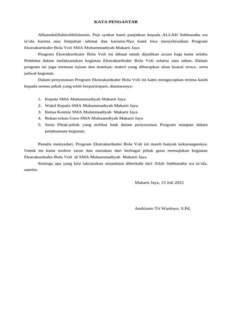 Proker Ekskul Bola Voli (1) | PDF