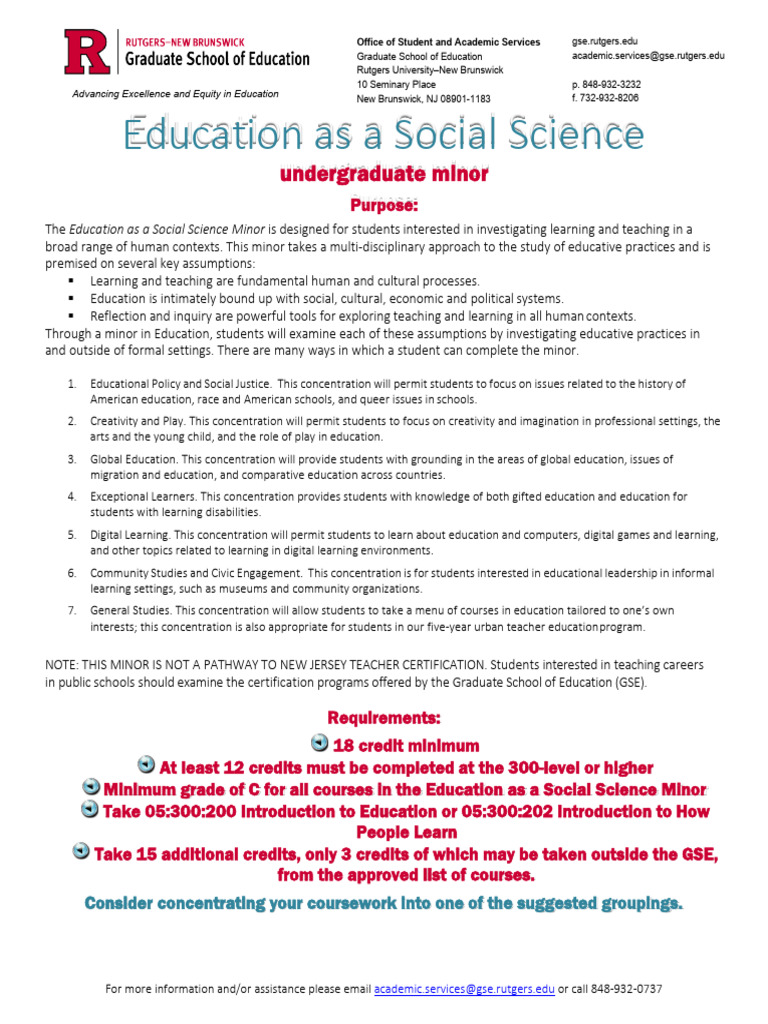 Education Minor at Rutgers GSE | PDF | Learning | Child Development