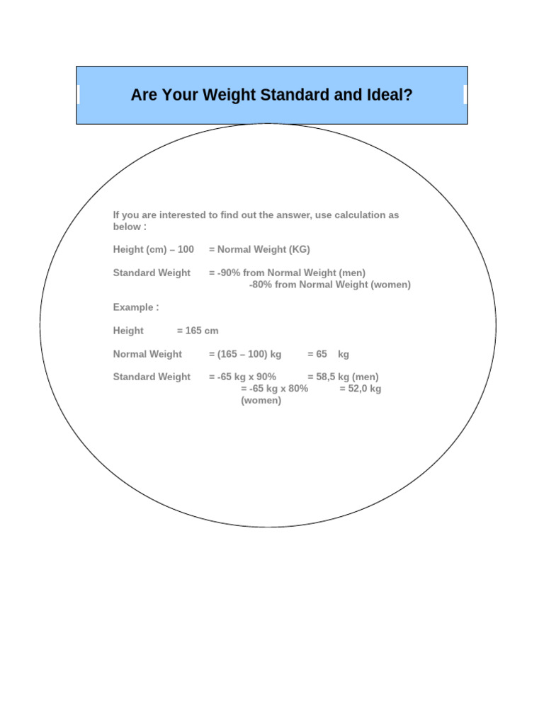 Are Your Weight Standard and Ideal | PDF