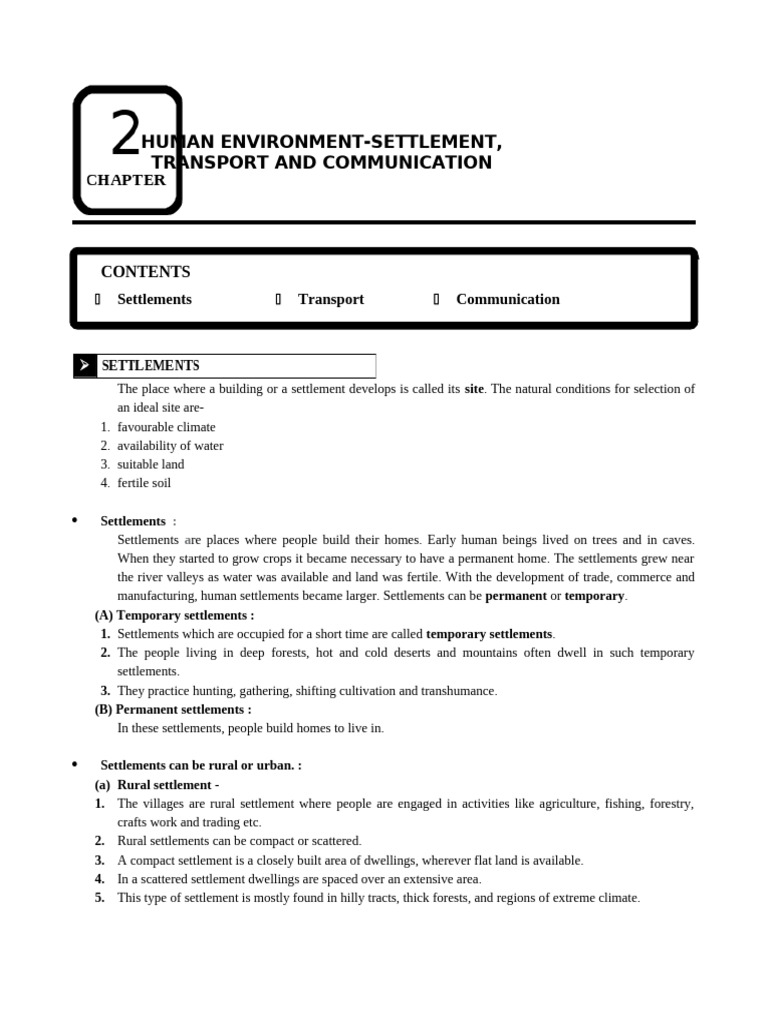 Human Environment Settlement, Transport and Communication | PDF | Transport | Rail Transport