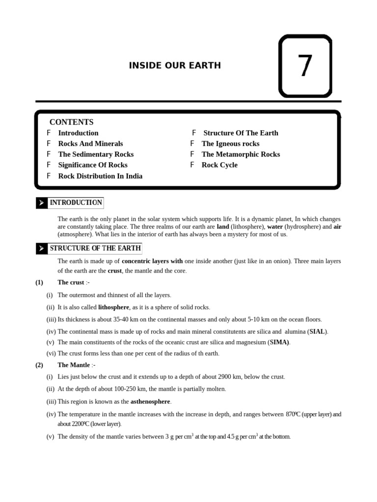7. Inside Our Earth | PDF | Rock (Geology) | Igneous Rock