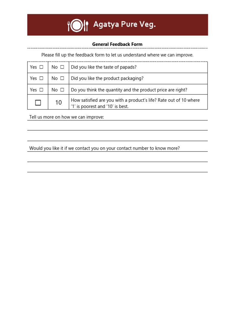 General Feedback Form | PDF