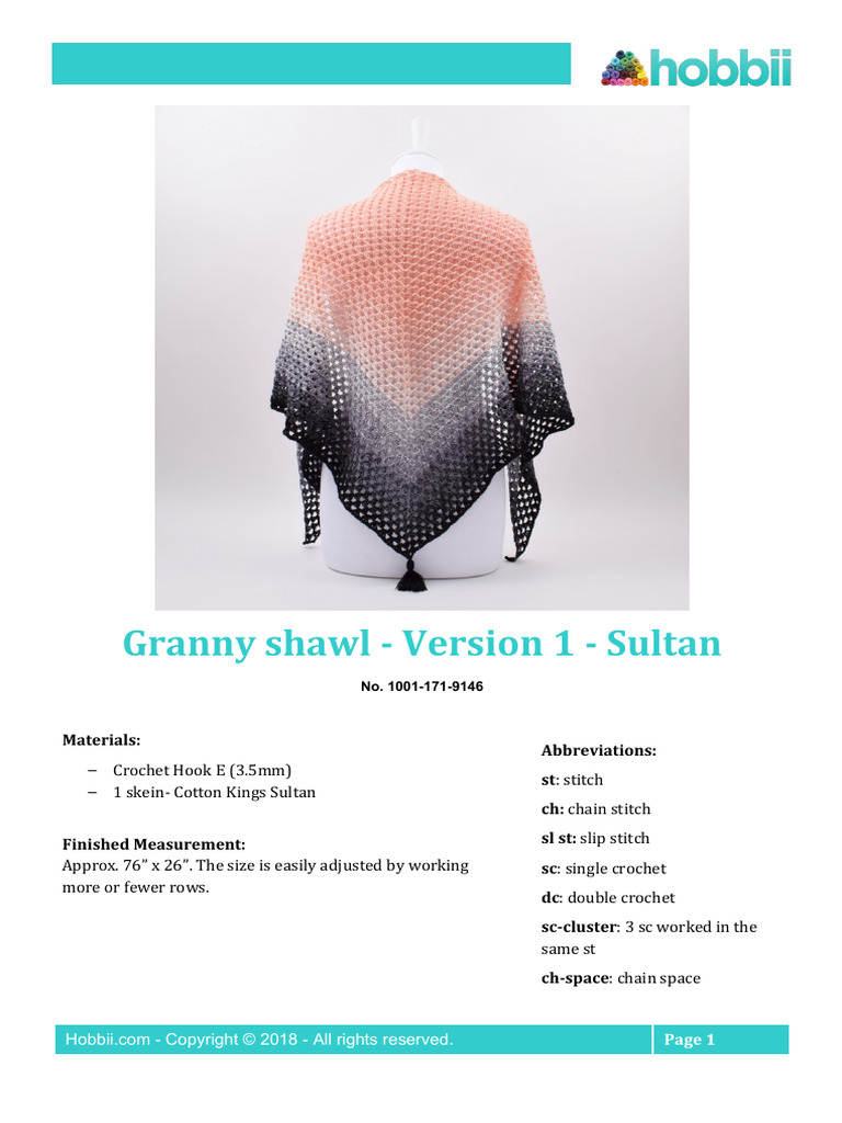 Granny Sjal Version 1 Sultan Us | PDF | Crochet | Crafts