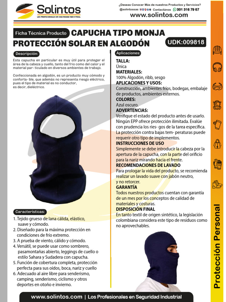 Capucha Tipo Monja para Protección Solar | PDF