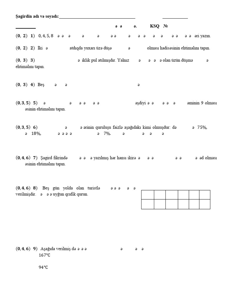 7ci Sinif KSQ 1. 2ci Variant | PDF