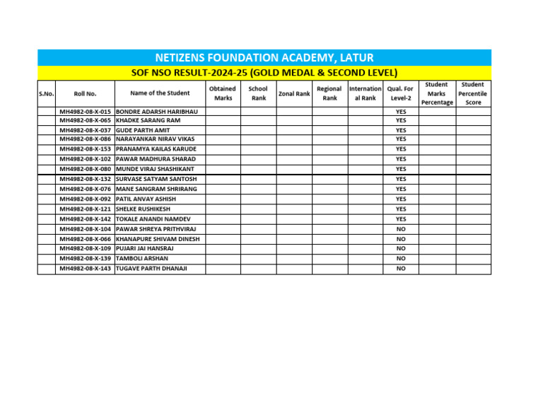 NSO Results 2024-25 Overview | PDF