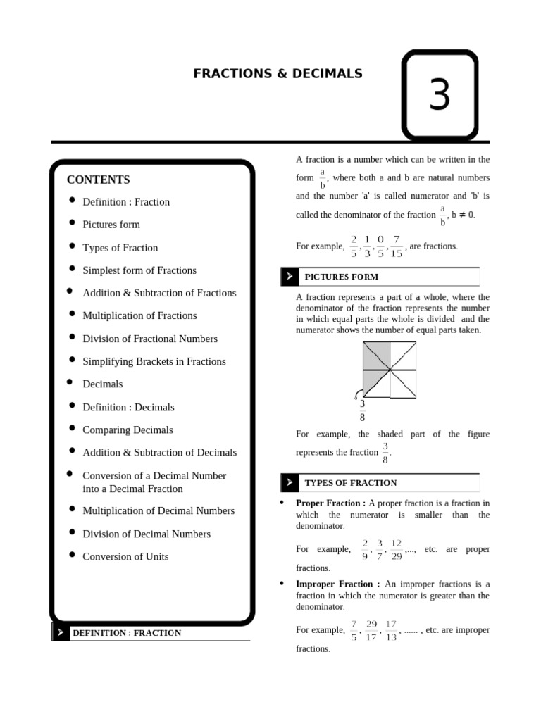 3. Fraction and Decimals | PDF | Mathematical Notation | Mathematical ...